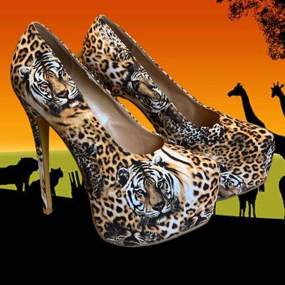 Alba | Shoes | Alba Womens Leopard Print Heels Closed Toe Stiletto ...